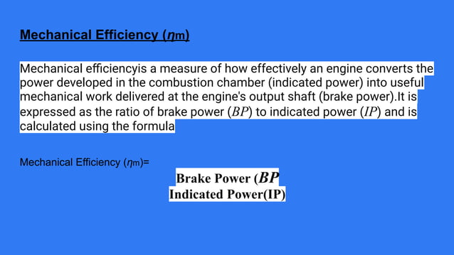 IC engine performance of mechanical..... | PPT
