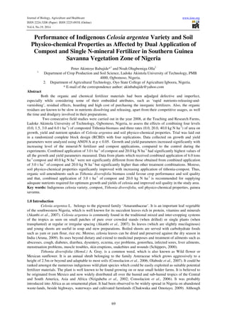 Performance of indigenous celosia argentea variety and soil | PDF