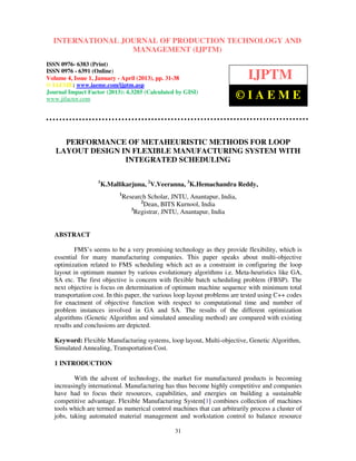 Performance of metaheuristic methods for loop | PDF
