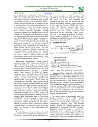 PERFORMANCE OF MIMO MC-CDMA SYSTEM WITH CHANNEL ESTIMATION AND MMSE EQUALIZATION | PDF