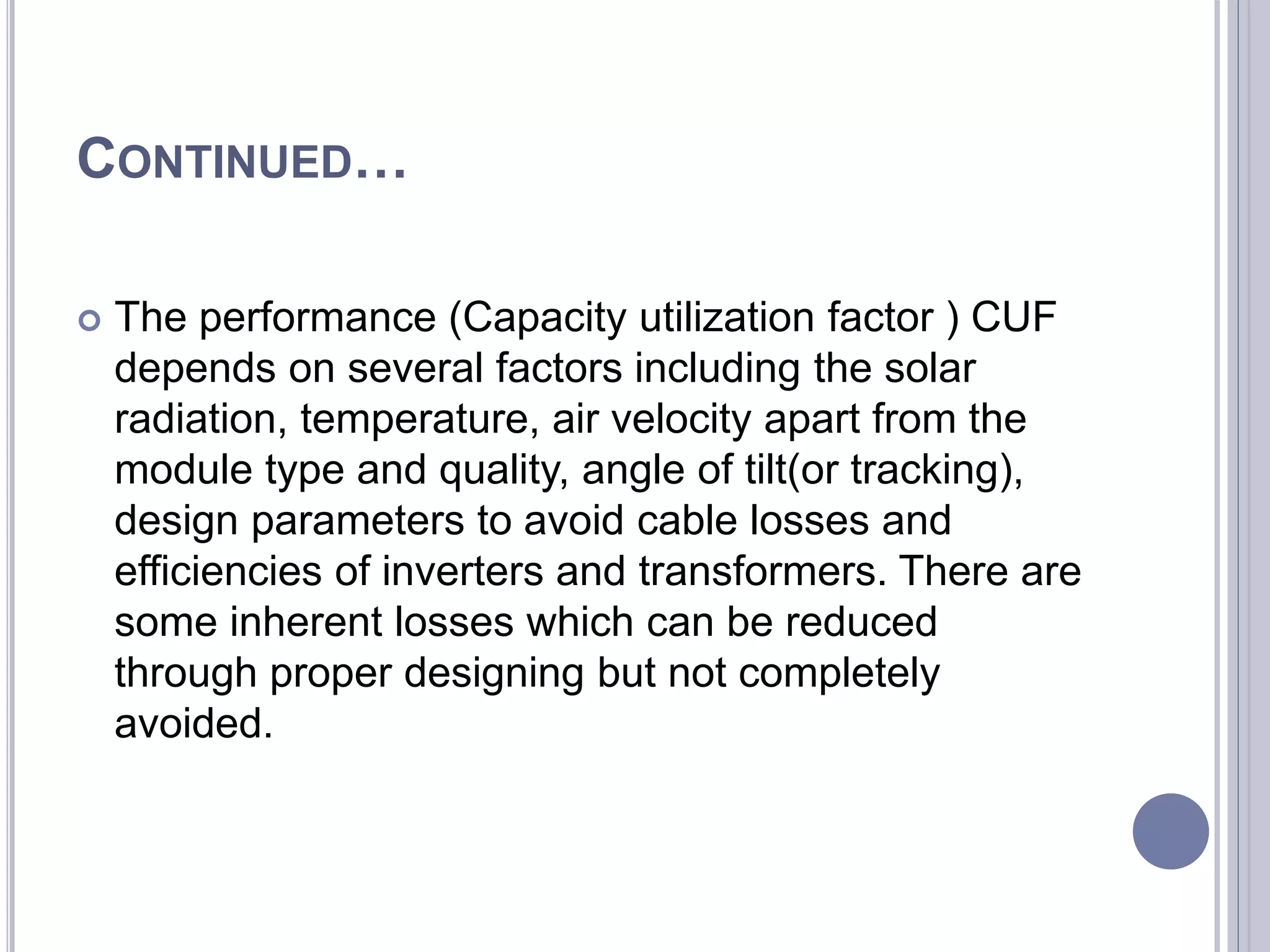 Performance of solar plant | PPTX