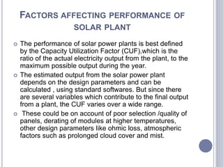 Performance of solar plant | PPTX