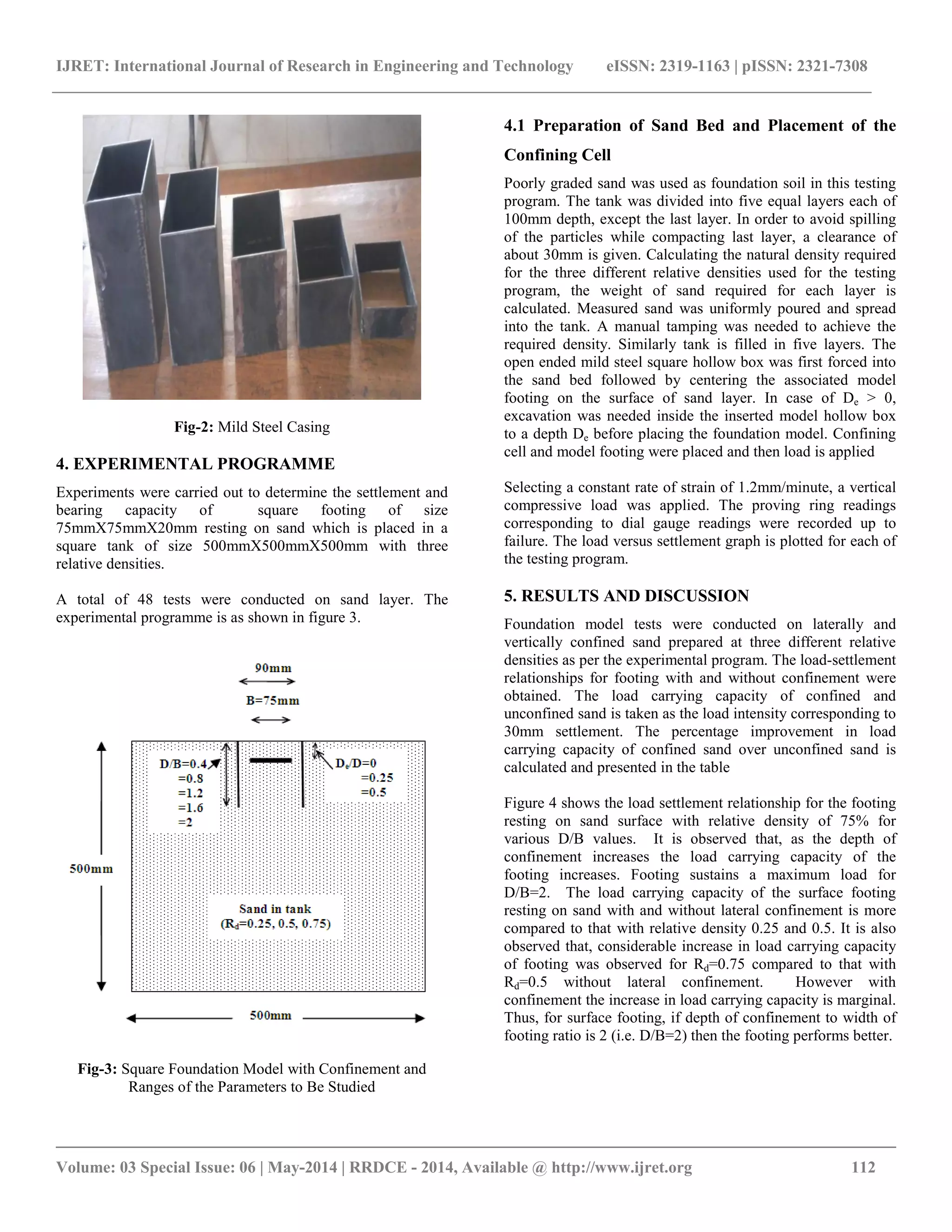 Performance of square footing resting on laterally confined sand | PDF