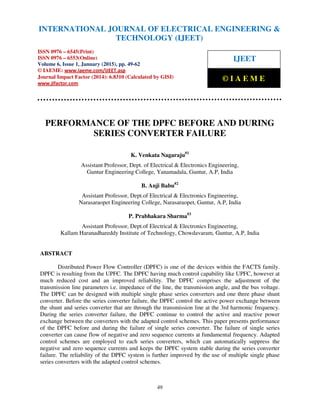 Performance of the dpfc before and during series converter failure | PDF | Radio Control ...