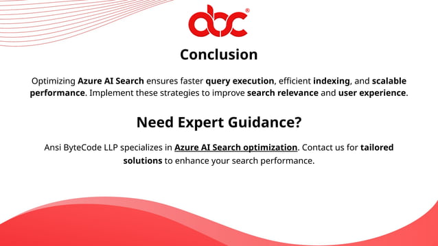 Performance Optimization in Azure AI Search - Ansi ByteCode LLP | PPTX