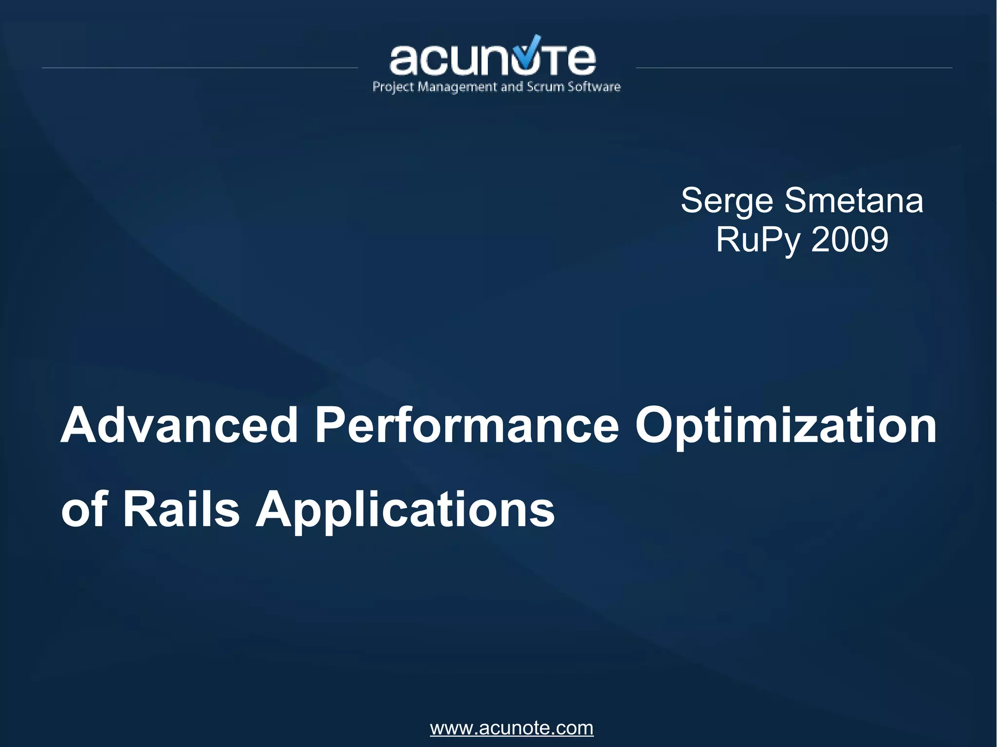 Performance Optimization Of Rails Applications Odp Databases