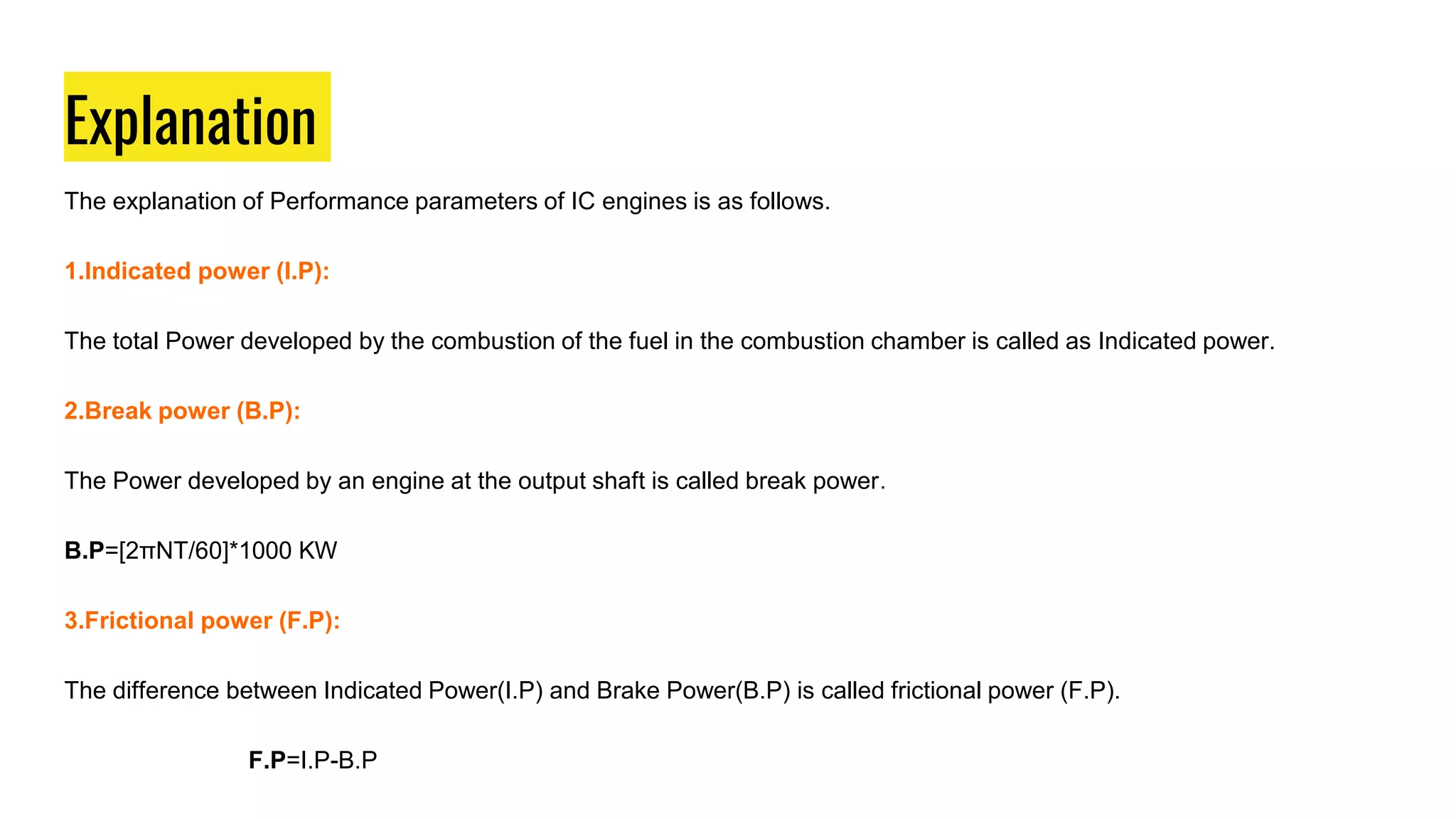 Performance Parameters of IC engines | PPTX