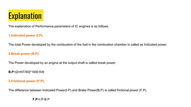 Performance Parameters of IC engines | PPTX