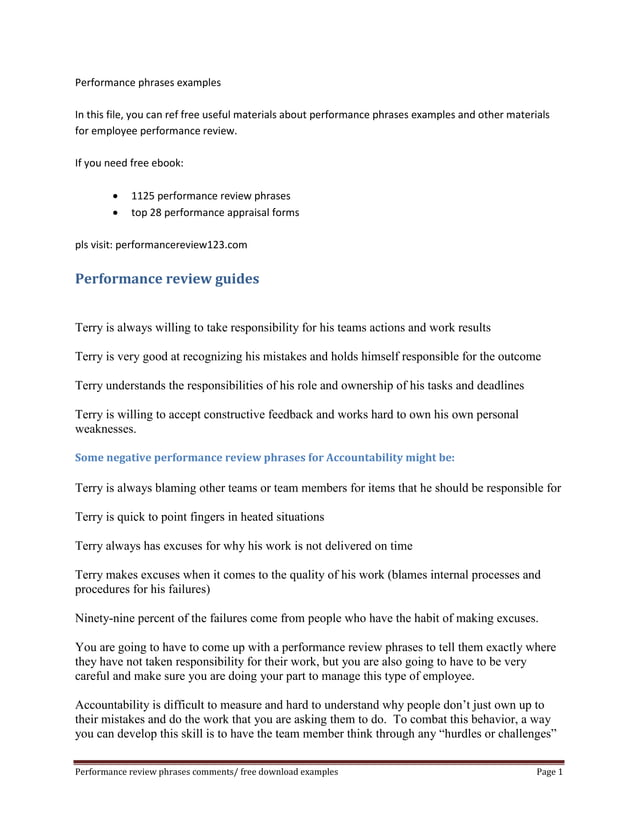 Performance phrases examples | PDF