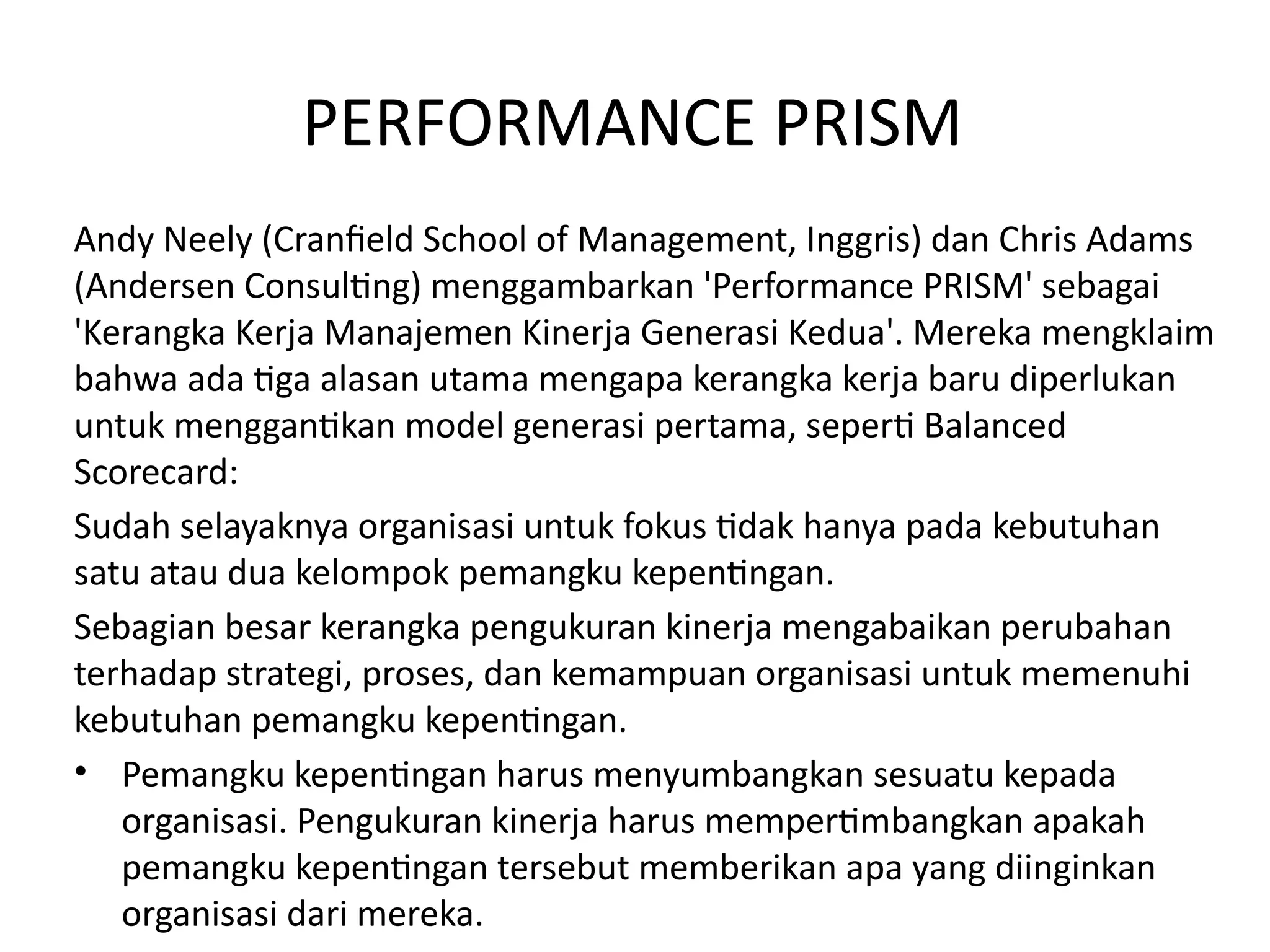 PERFORMANCE PRISM for effective performance measurement | PPT