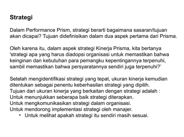 PERFORMANCE PRISM for effective performance measurement | PPT