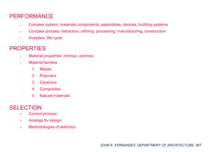 Performance, Properties and Selection of Materials | PDF