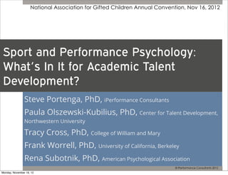 Performance psych for gifted kids | PDF | Sports