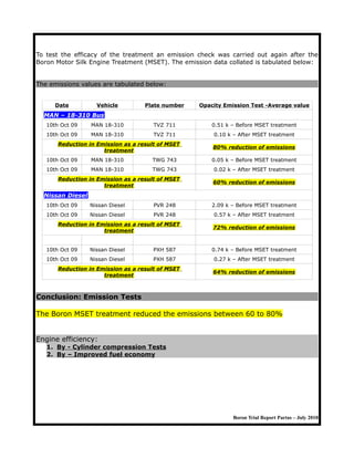 Performance report man & nissan engines with profile | PDF
