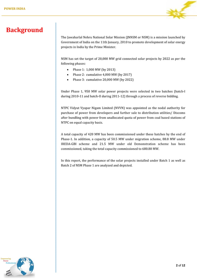 Performance report of solar projects under NSM | PDF