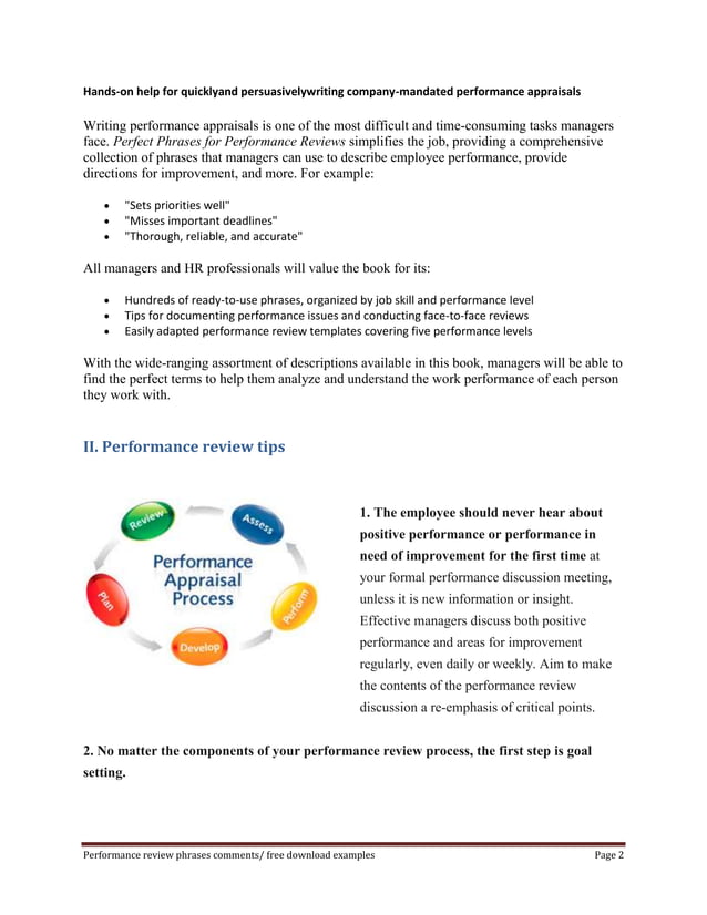 Performance review example phrases | PDF