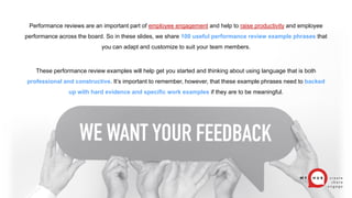 100 Performance Review Example Phrases | PDF