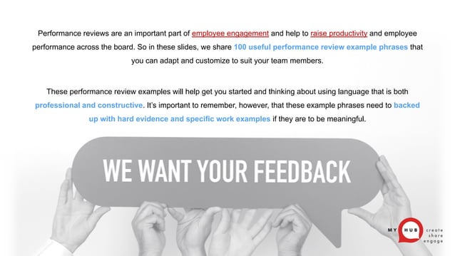 100 Performance Review Example Phrases | PPT