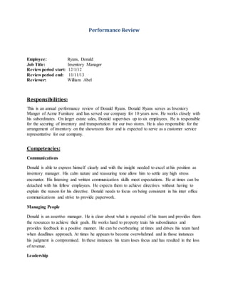 Performance review sample | PDF