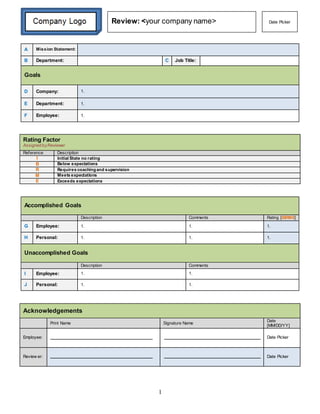 Employee Review Template Excel