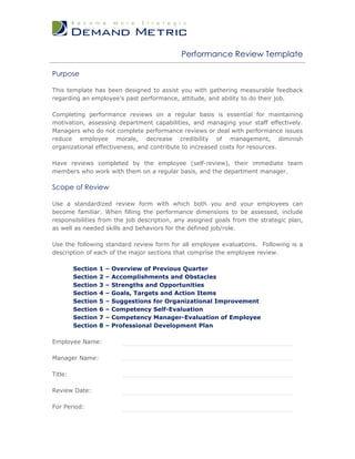 Performance Review Template