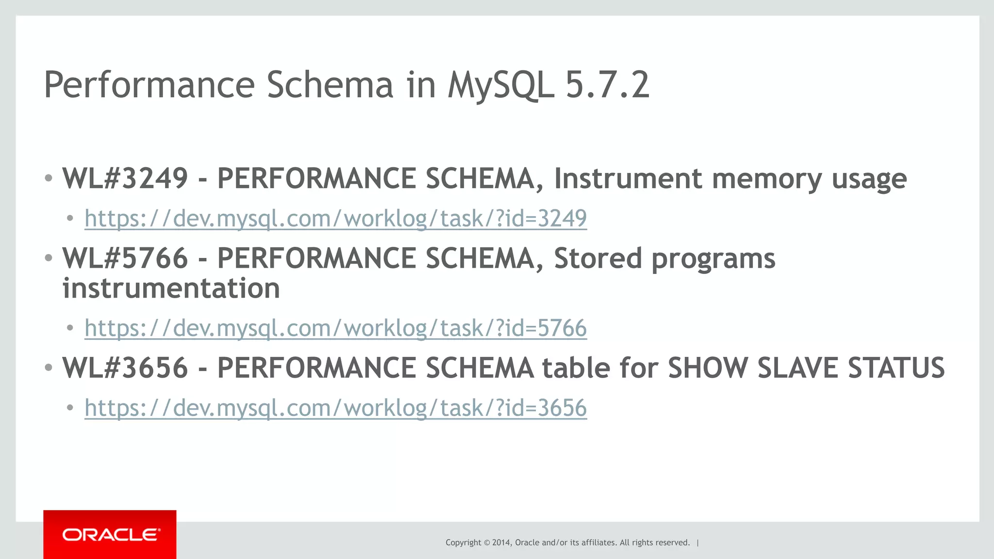 Performance Schema and Sys Schema in MySQL 5.7 | PDF