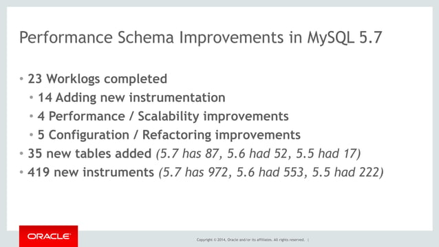 Performance Schema and Sys Schema in MySQL 5.7 | PDF