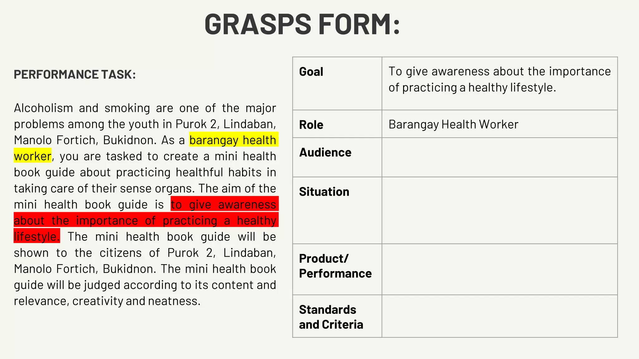 PERFORMANCE TASK | PPTX