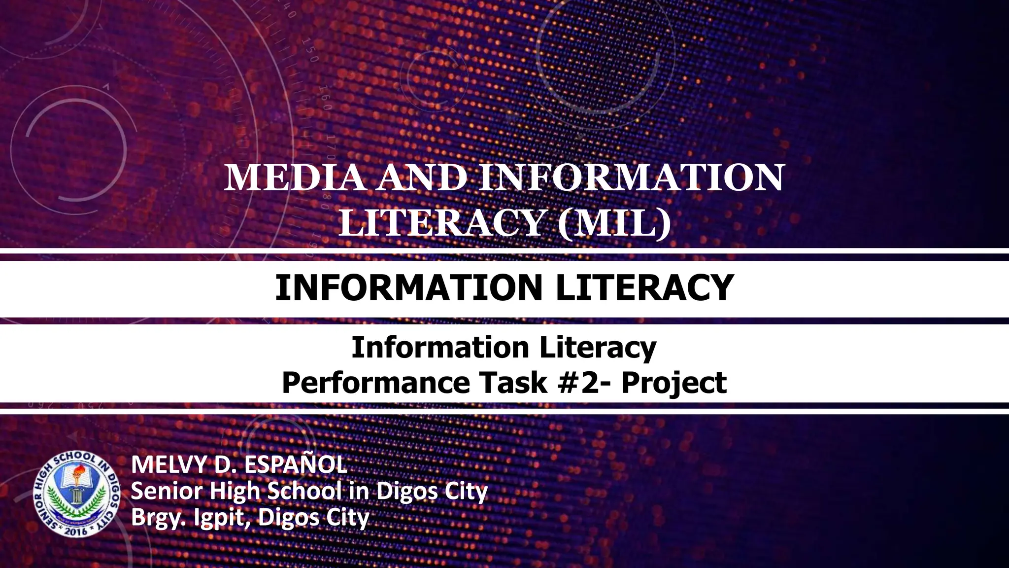 Performance Task #2- Information Literacy and Performance Task- Project ...