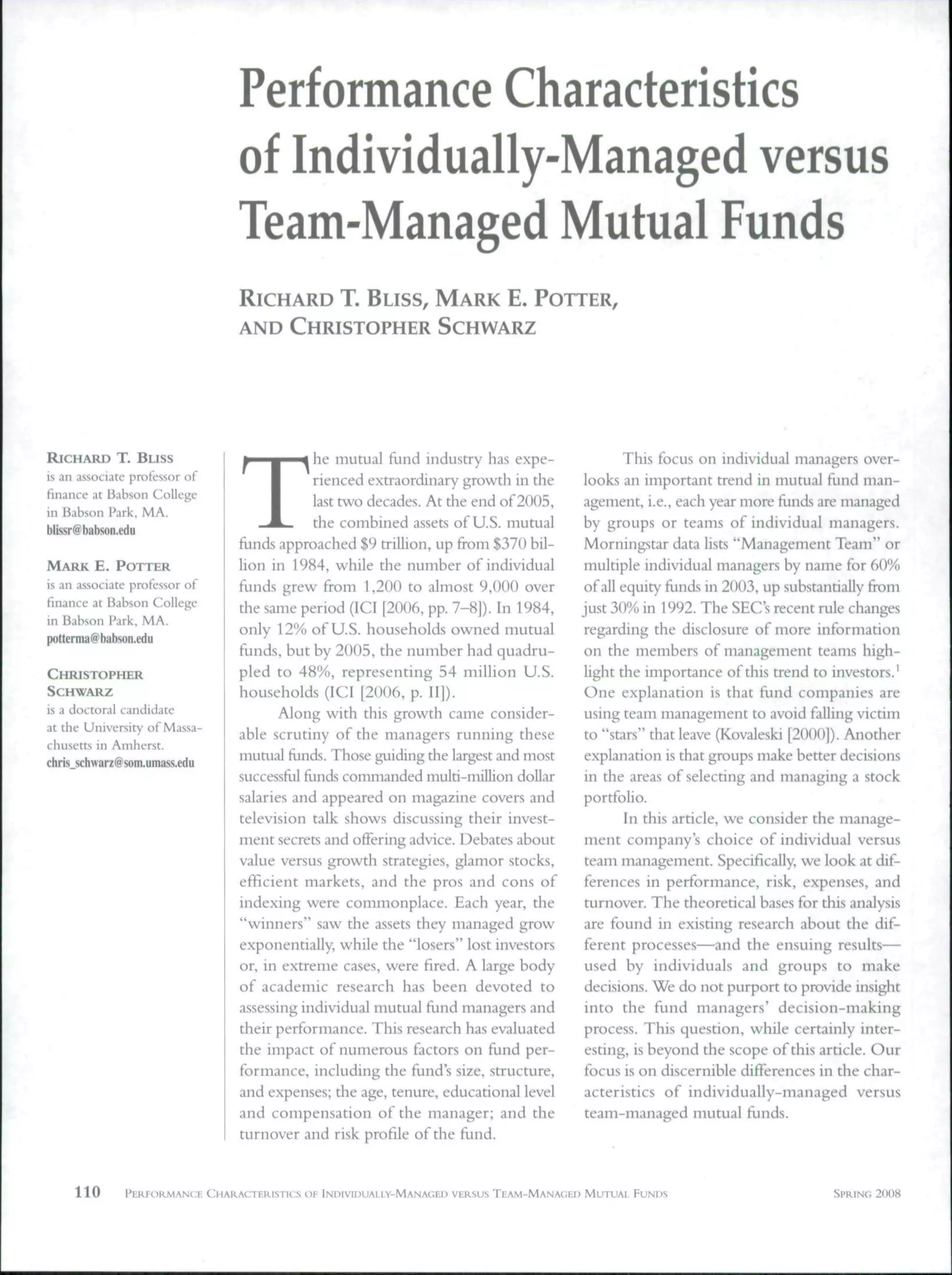 Performance teammgmtvsindividual bliss | PDF