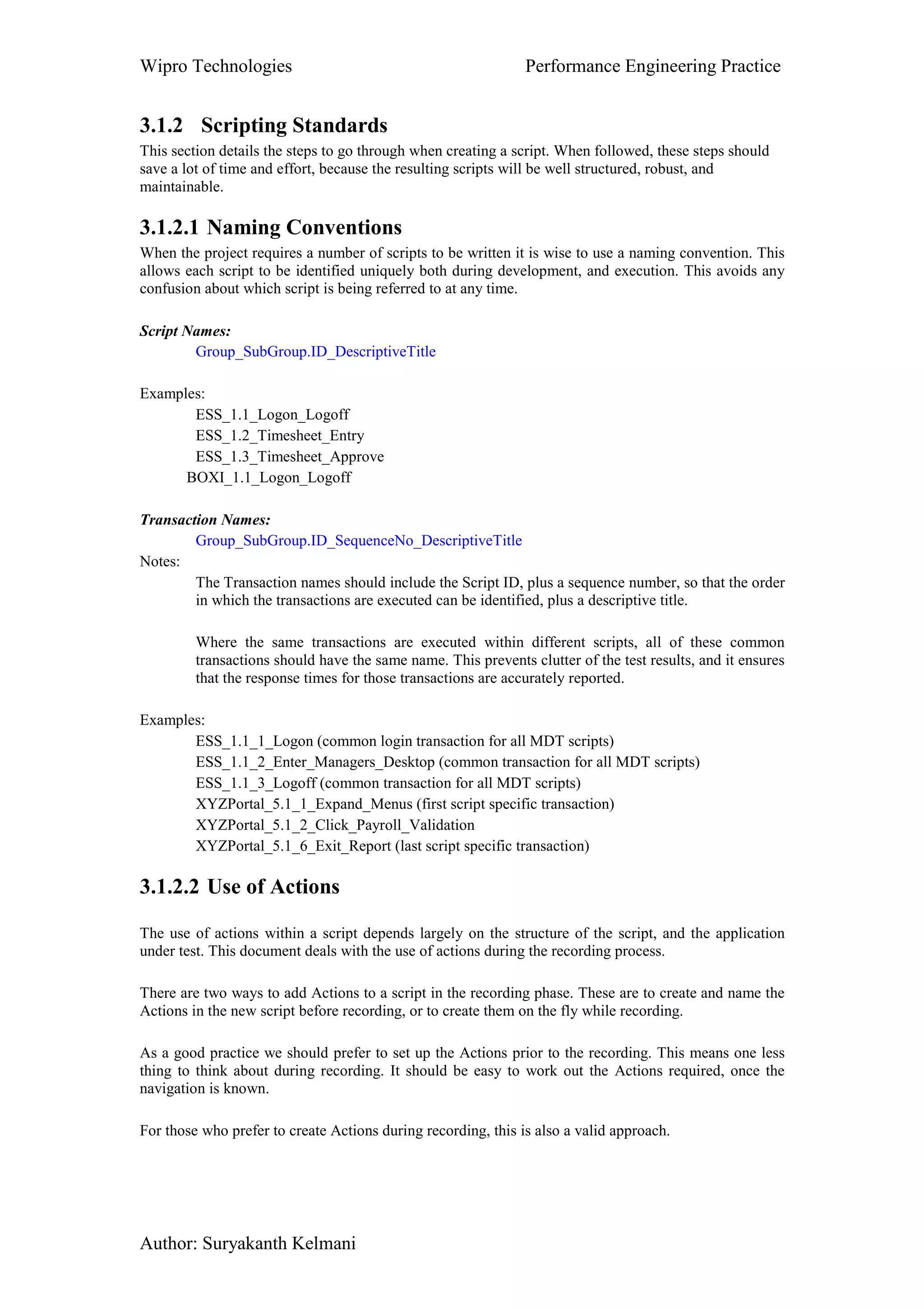 Performance tesing coding standards & best practice guidelines v1 | PDF