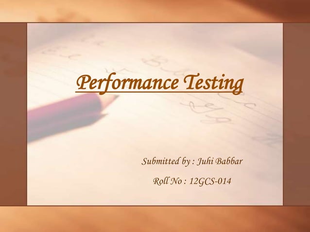 Performance testing | PPT