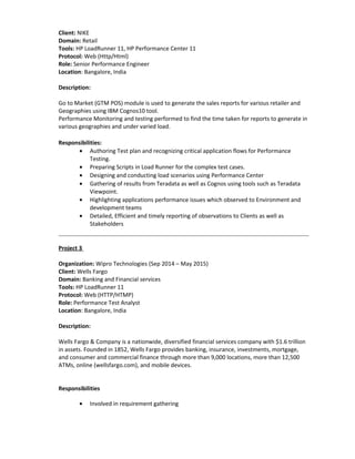 Performance testing & engineering CV | DOC