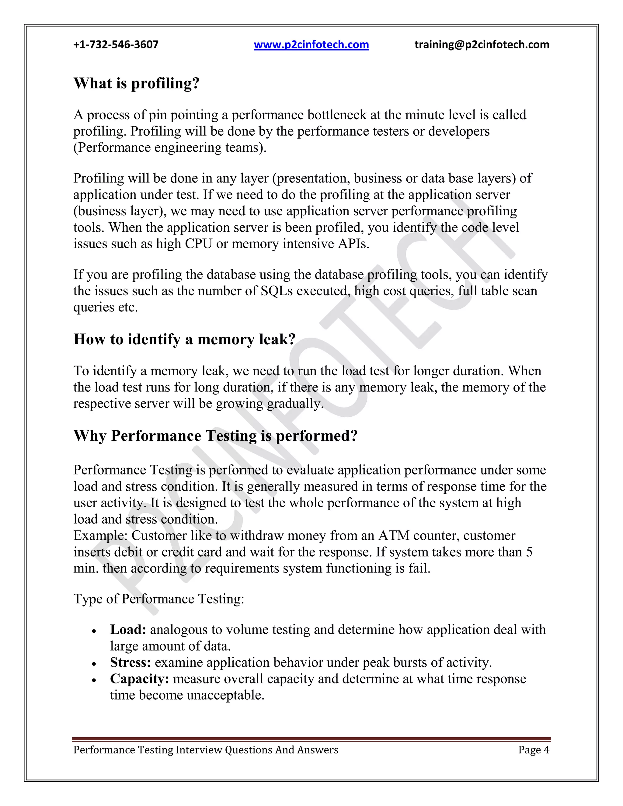 Performance testing interview questions and answers | DOCX | Operating ...