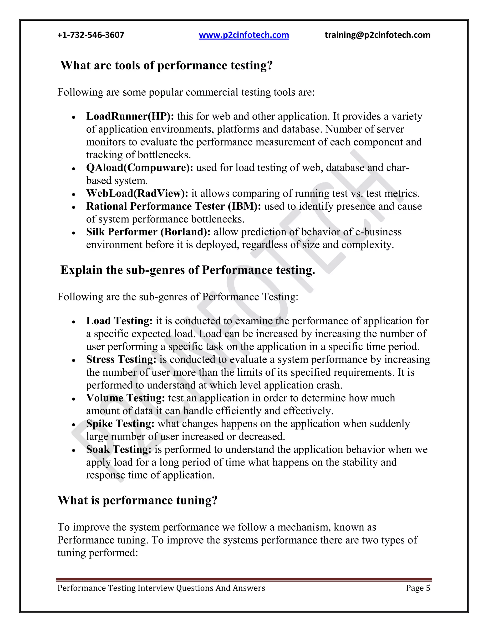 Performance testing interview questions and answers | PDF