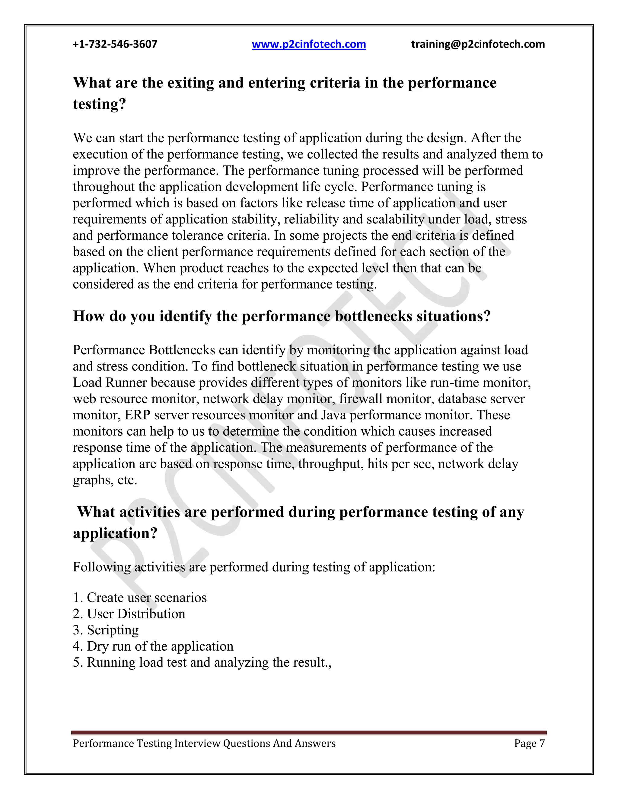 Performance testing interview questions and answers | PDF