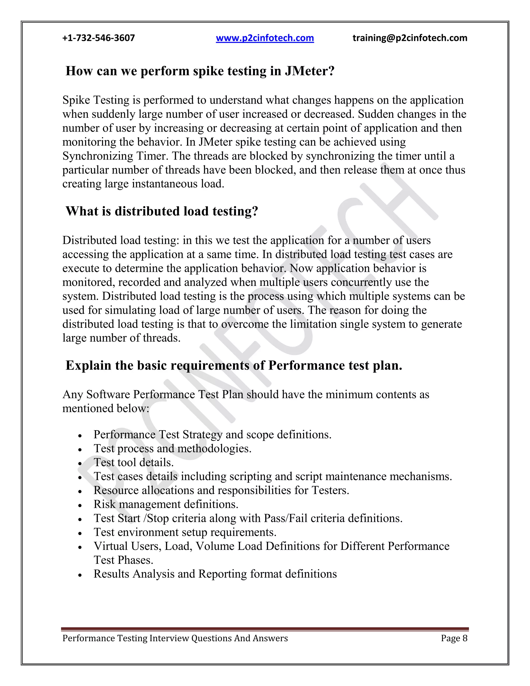 Performance testing interview questions and answers | DOCX