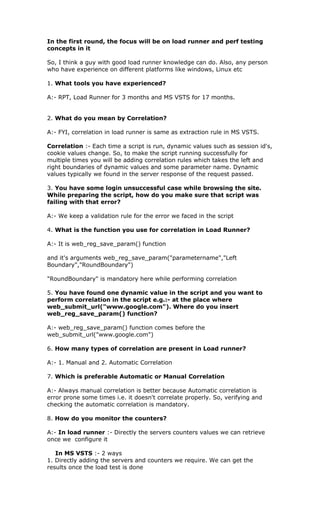 Performance Testing Interview Questions Updated 090812 Doc Web Development Internet