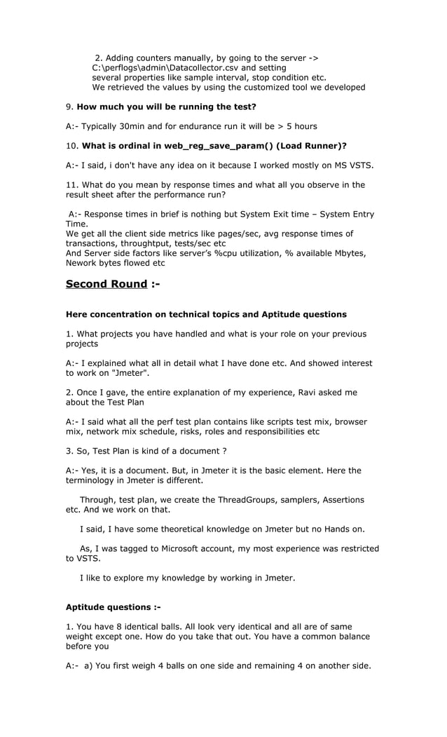 Performance testing interview questions updated 090812 | PDF