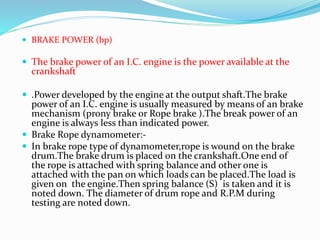 Performance testing of IC engine | PPTX