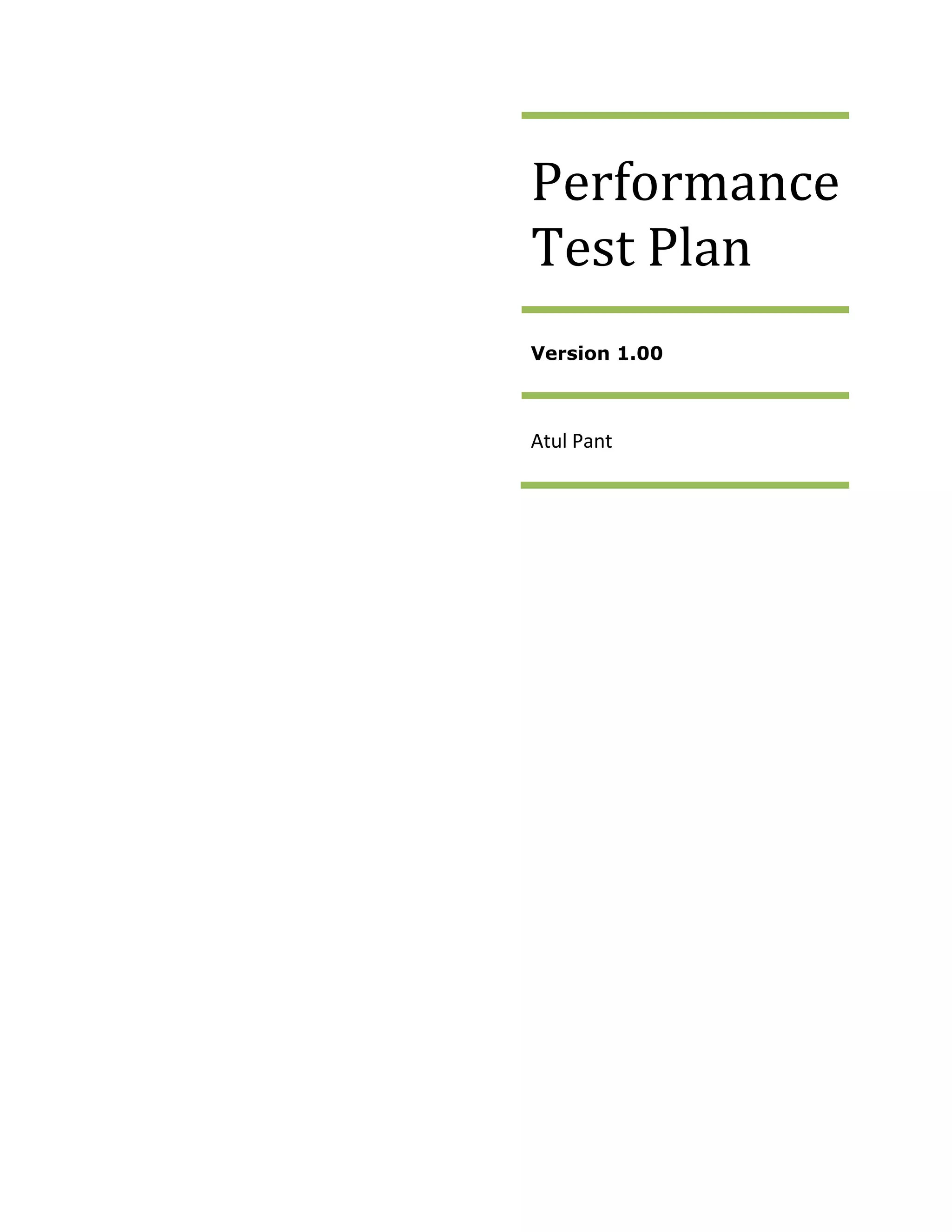 Performance Test Plan - Sample 1 | PDF