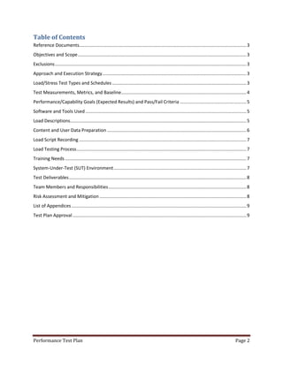 Performance Test Plan - Sample 1 | PDF