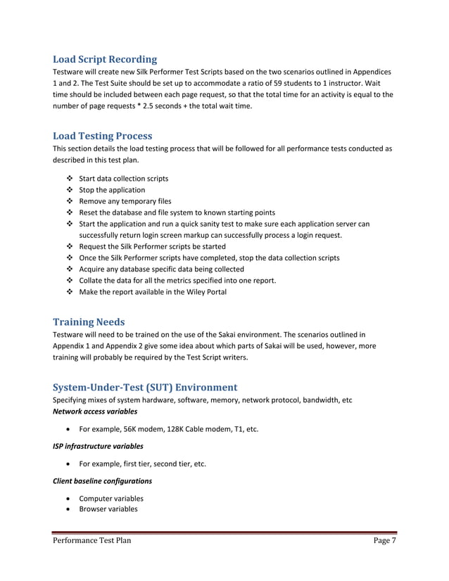 Performance Test Plan - Sample 1 | PDF