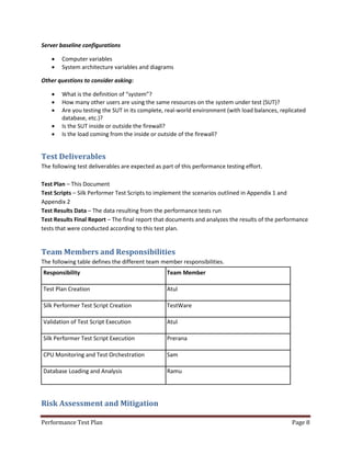 Performance Test Plan - Sample 1 | PDF
