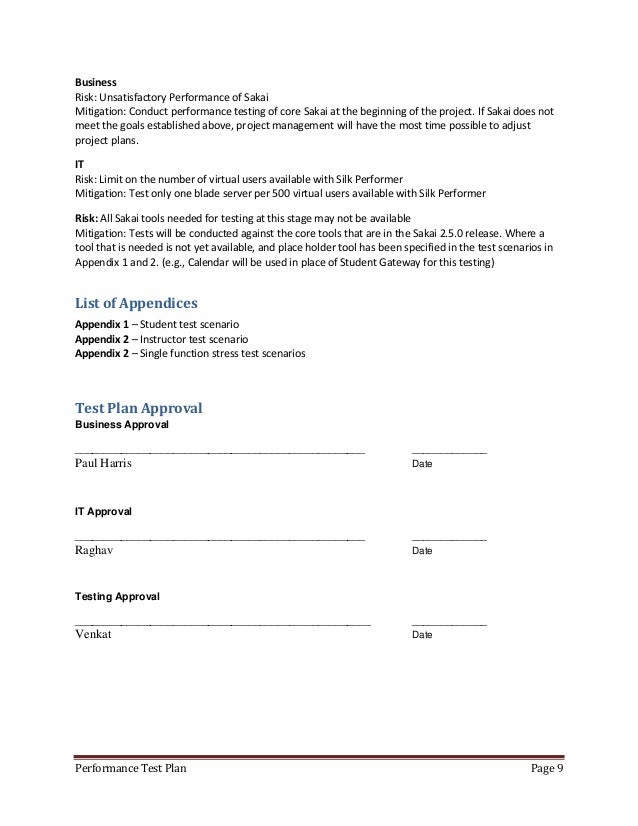 Performance Test Plan - Sample 1