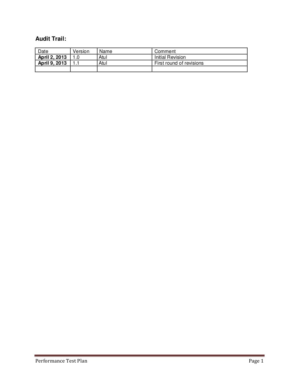 Performance Test Plan - Sample 1