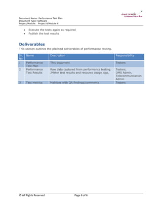 Performance Test Plan - Sample 2 | PDF