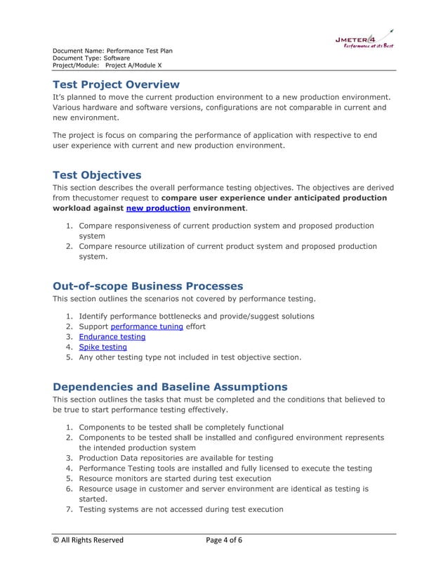 Performance Test Plan - Sample 2