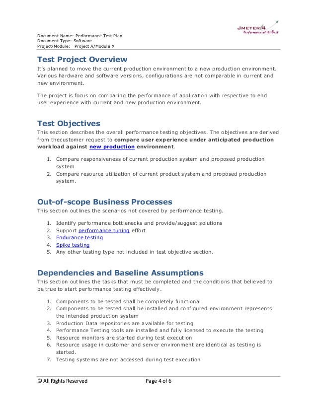 Performance Test Plan - Sample 2