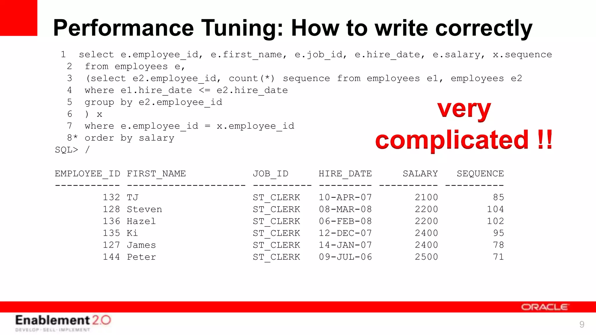 Performance tuning how to write correctly sql statement | PPT